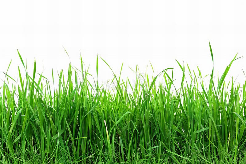 Beautiful Green Grass Border Isolated on White Background, Panoramic ...