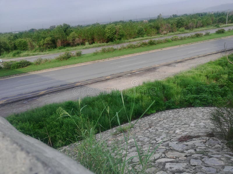 Beautiful Green Grass with Double Road Stock Photo - Image of double ...