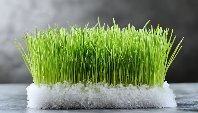 Beautiful Green Grass Growing through Snow. First Spring Plant Stock ...
