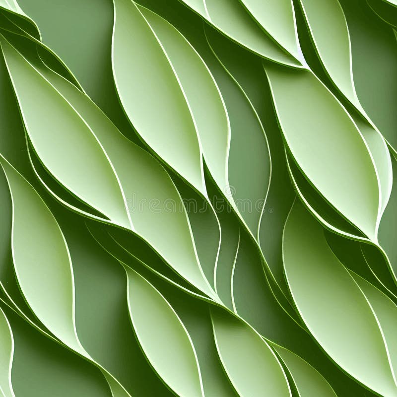 Beautiful Green Leaves 3d Seamless Pattern Background Illustration ...