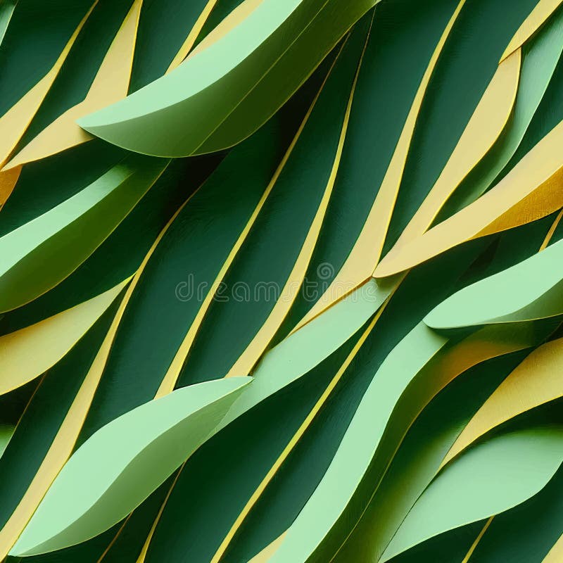 Beautiful Green Leaves 3d Seamless Pattern Background Illustration ...