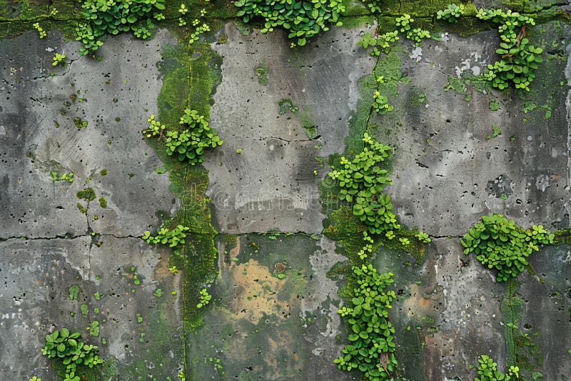 Beautiful Green Moss Texture on Old Concrete Wall, Top View. Stock ...