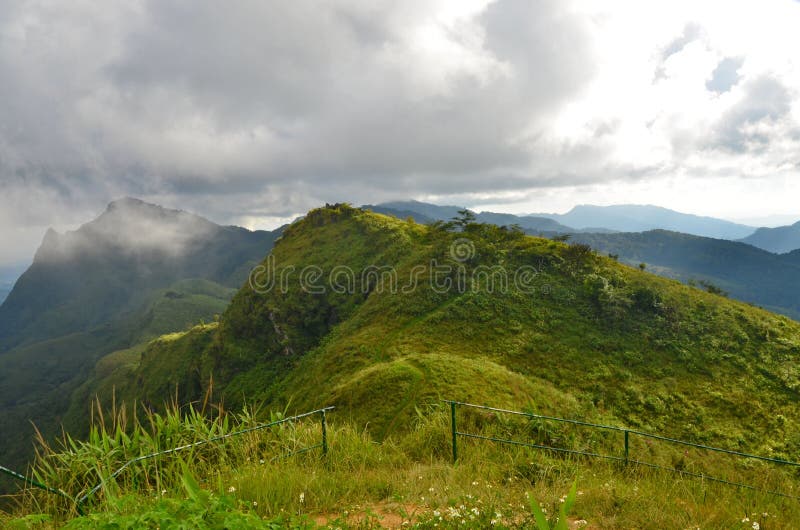 Beautiful Green Ridges of Range Under Rainy Clouds Stock Image - Image ...