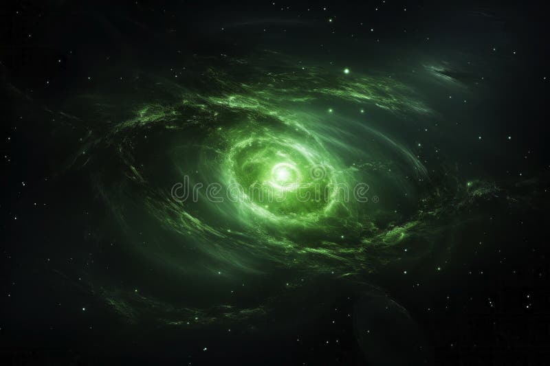 Beautiful Green Space Nebula. Generative AI Stock Illustration ...