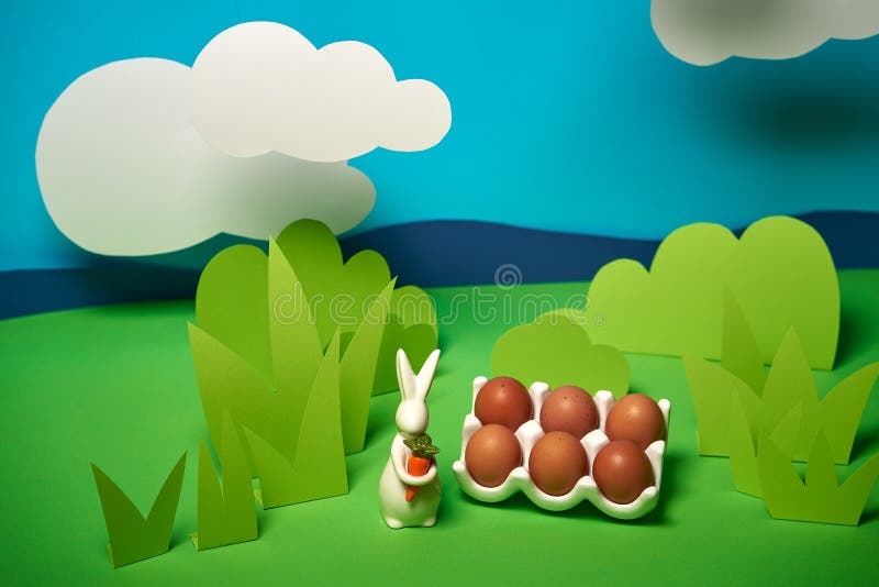 Beautiful Green Spring Background with Easter Rabbits Stock Image ...
