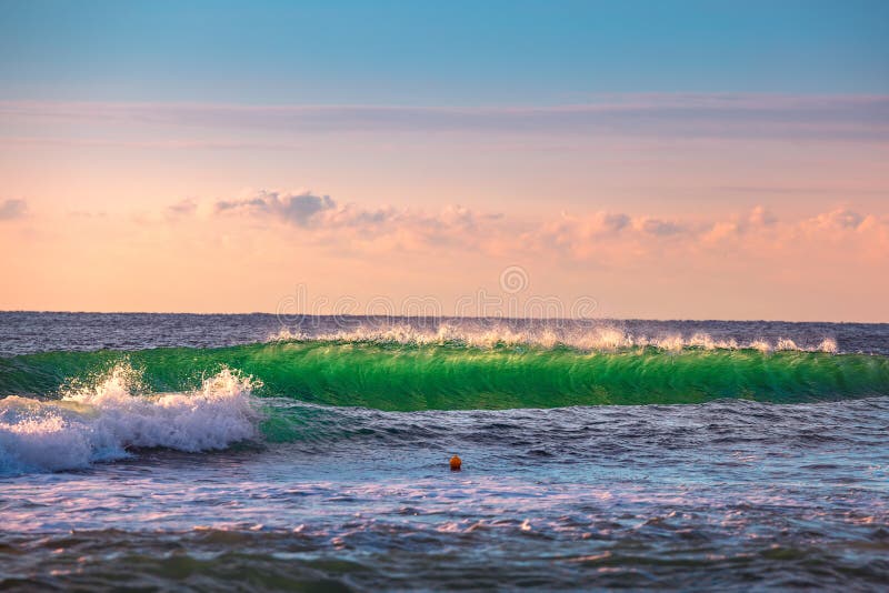 Beautiful Green Sunrise Wave and Cloudscape Over the Sea, Sunrise Shot ...
