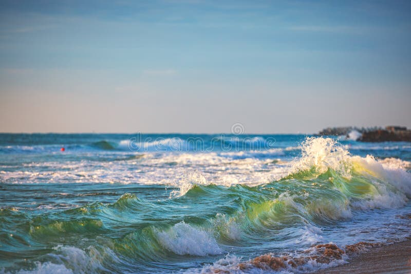 Beautiful Green Sunrise Wave and Cloudscape Over the Sea, Sunrise Shot ...