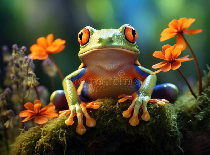 Beautiful Green Tree Frog Smiling Stock Image - Image of rainforest ...