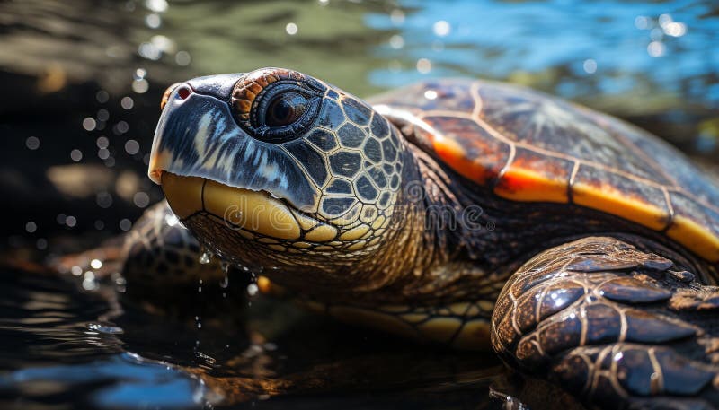 A Beautiful Green Turtle in the Wild, Underwater, Looking Serene ...