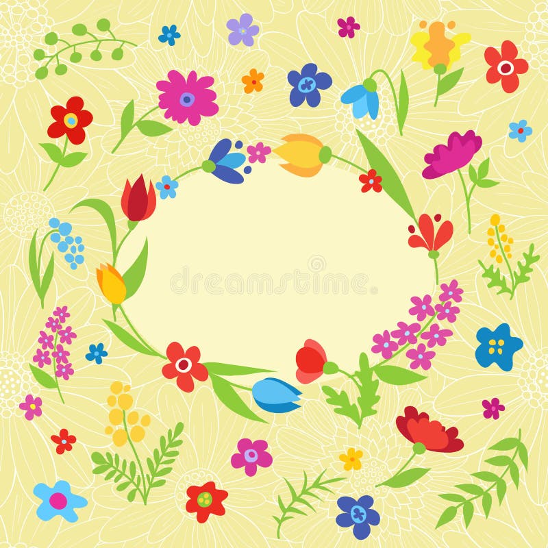 Beautiful Greeting Card with Spring Flowers Stock Vector - Illustration ...