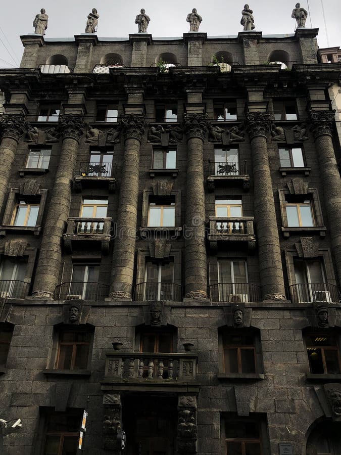 Grey House with Green Roof stock photo. Image of park - 38008770