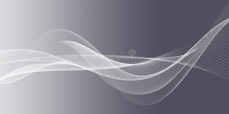 Grey White Abstract Background with Flowing Wave. Digital Future ...
