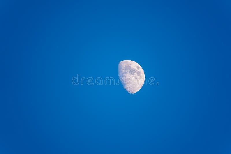 Beautiful Half Moon on the Blue Clear Sky Stock Image - Image of ...