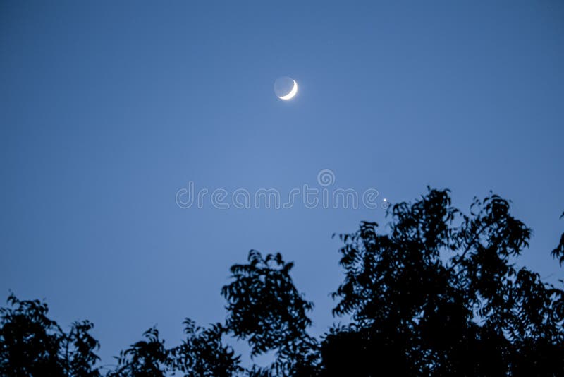 Beautiful Half Moon in the Sky in Night Stock Image - Image of natural ...