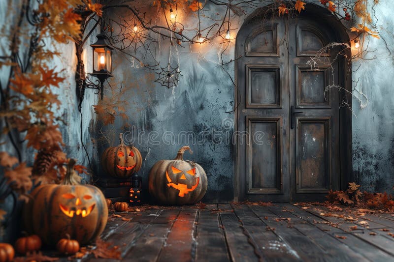 Halloween Backdrop with Festive and Spooky Elements, Generative AI ...