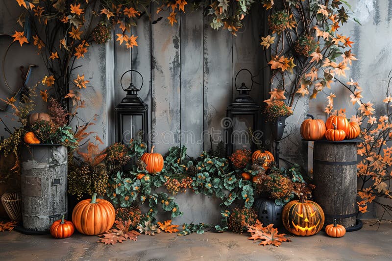 Halloween Backdrop with Festive and Spooky Elements, Generative AI ...