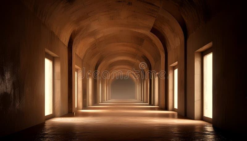 Enchanted Hallway Illuminated by Soft Light Leading To Mysterious Open ...