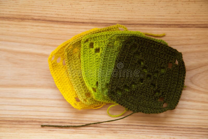 A Beautiful Hand Crocheted Pattern Pieces of Vibrant Color Gradient in ...