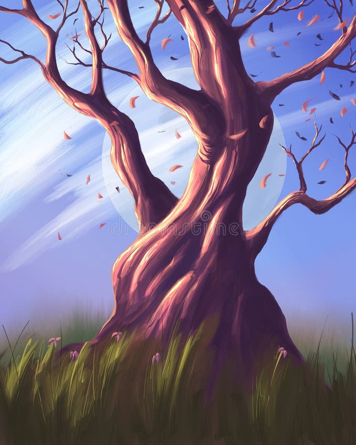Curved Tree on the Sky Background Stock Illustration - Illustration of ...