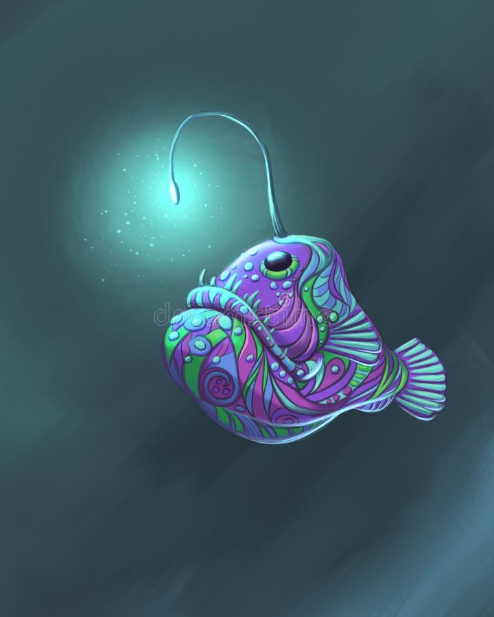 Hand Drawn Illustration of an Angler Fish Stock Illustration ...