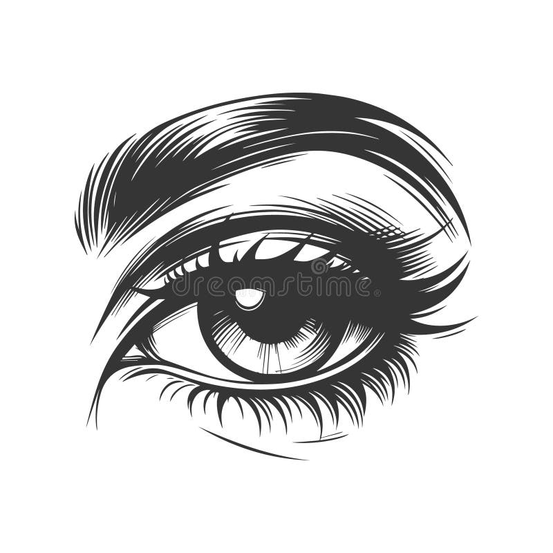 Beautiful Hand Drawn Eyes Sketch Design Stock Vector - Illustration of ...
