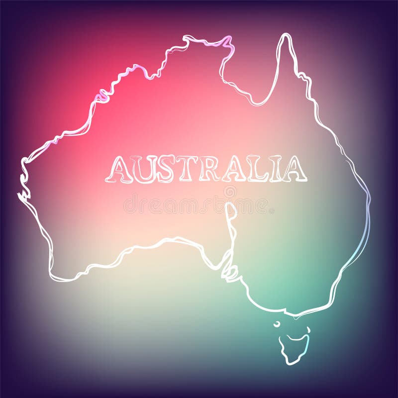 Beautiful Hand Drawn Outline Map of Australia, Vector Illustration ...