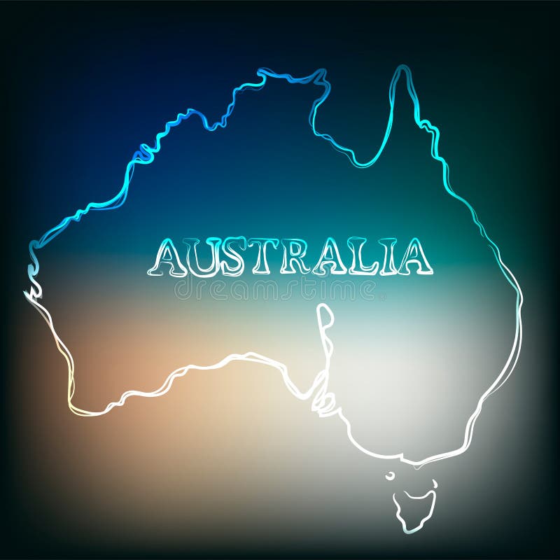 Beautiful Hand Drawn Outline Map of Australia, Vector Illustration ...