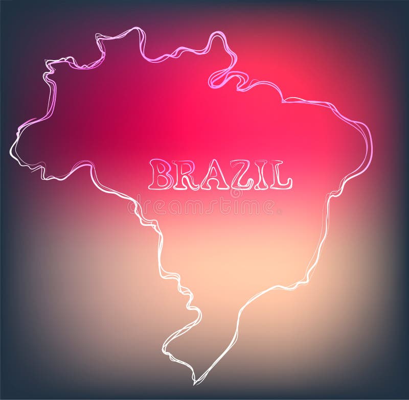 Beautiful Hand Drawn Outline Map of Brazil, Vector Illustration Stock ...