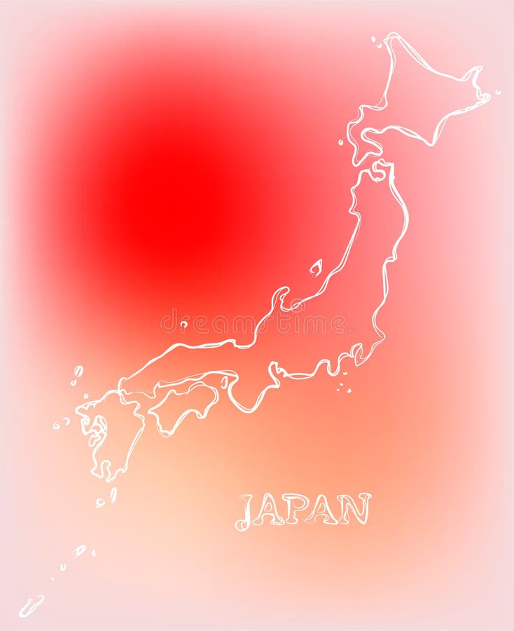 Beautiful Hand Drawn Outline Map of Japan, Vector Illustration Stock ...