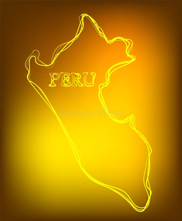 Beautiful Hand Drawn Outline Map of Peru, Vector Illustration Stock ...