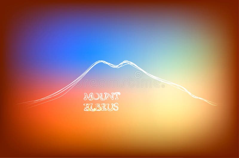 Beautiful Hand Drawn Outline of Mount Elbrus, Vector Illustration Stock ...
