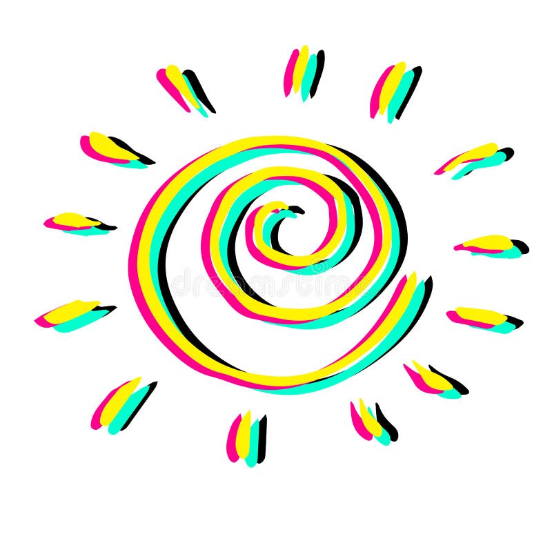 Beautiful Hand Drawn Sunny Vector Coloful Illustration. Stock Vector ...