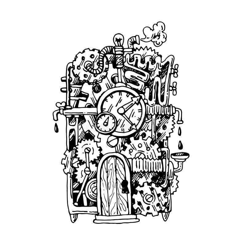 Beautiful Hand Drawn Vector Graphic Illustration Mechanical Element ...