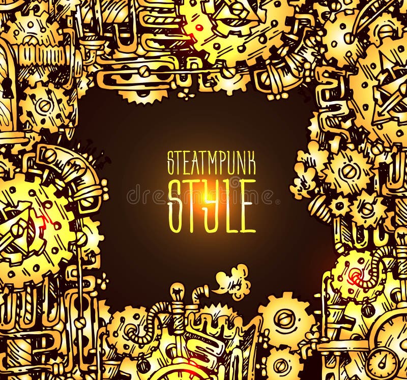 Steampunk style frame stock vector. Illustration of isolated - 117624166