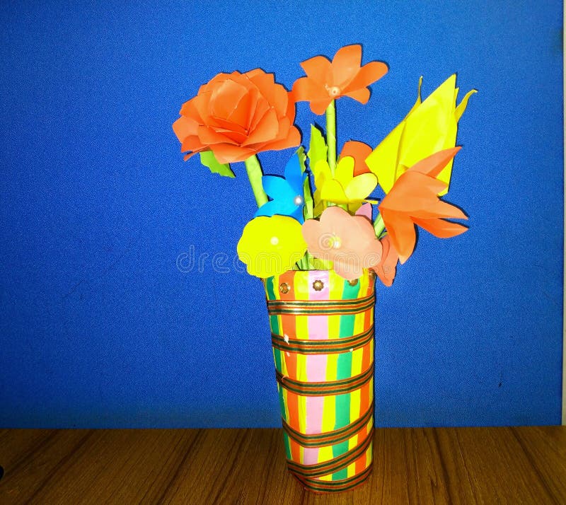 Beautiful Hand Made Flower Vase. Paper Craft Stock Image - Image of ...
