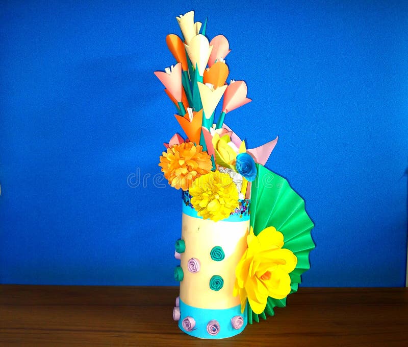Beautiful Hand Made Flower Vase. Paper Craft Stock Photo - Image of ...