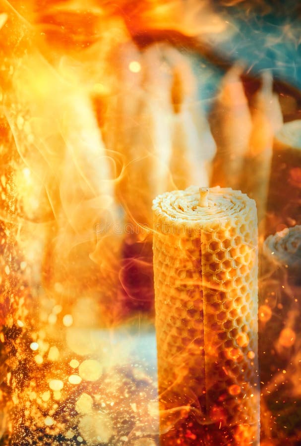 Beautiful Hand Made Honey Bee Wax Candles of Different Shapes. Fire ...