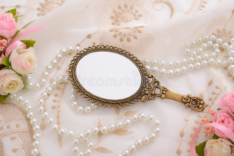 Beautiful hand mirror stock image. Image of fabric, elegant - 59534709
