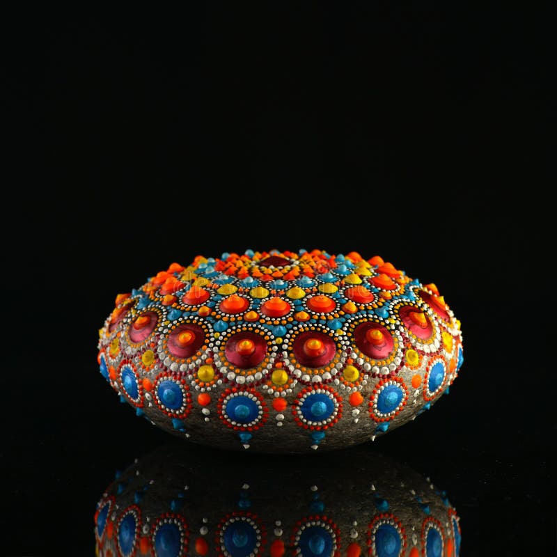 Beautiful Hand Painted Mandala Rock Stock Photo - Image of style ...
