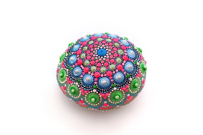 Beautiful Hand Painted Mandala Rock Stock Photo - Image of hobby ...