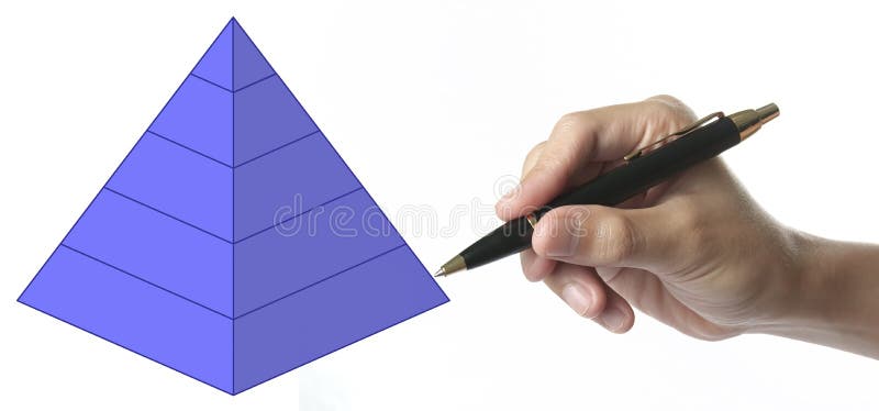 Beautiful Hand with Pen Writing Blank Pyramid Chart Stock Image - Image ...