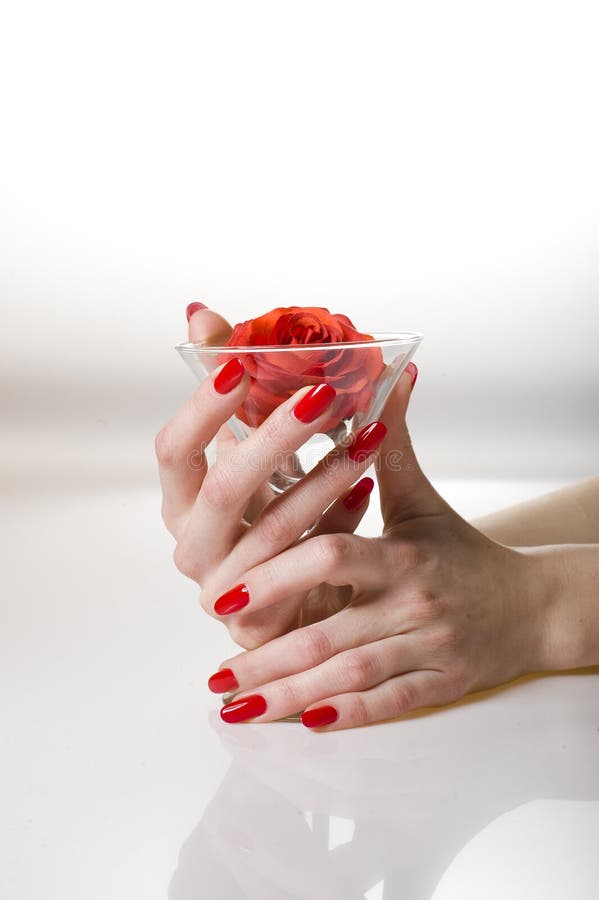 Beautiful Hand With Perfect Red Manicure Stock Image - Image of ...