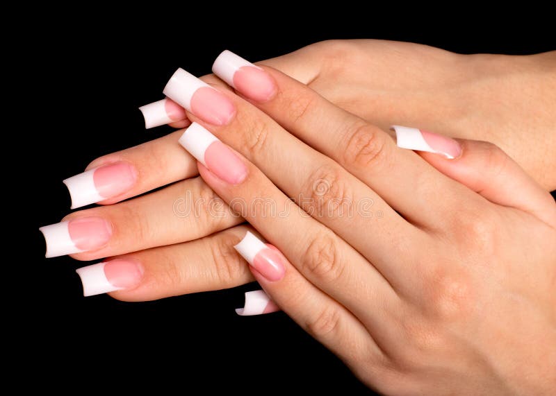 Beautiful Woman Hands and Nails with Perfect French Manicure Stock ...