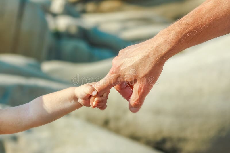 A Beautiful Hands of Parent and Child by the Sea Stock Image - Image of ...