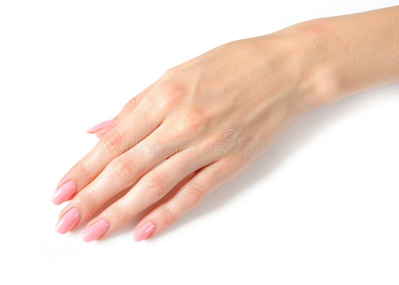 Beautiful Hands with Perfect Nail Pink Manicure Stock Photo - Image of ...