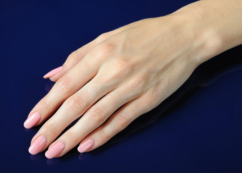 Beautiful Hands with Perfect Nail Pink Manicure Stock Photo - Image of ...