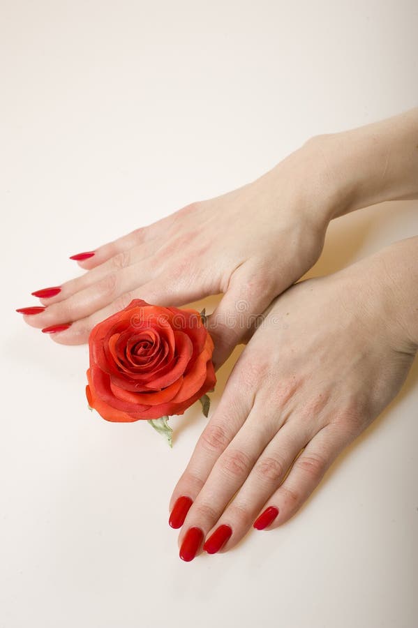 Beautiful Hands with Perfect Red Manicure Stock Image - Image of health ...