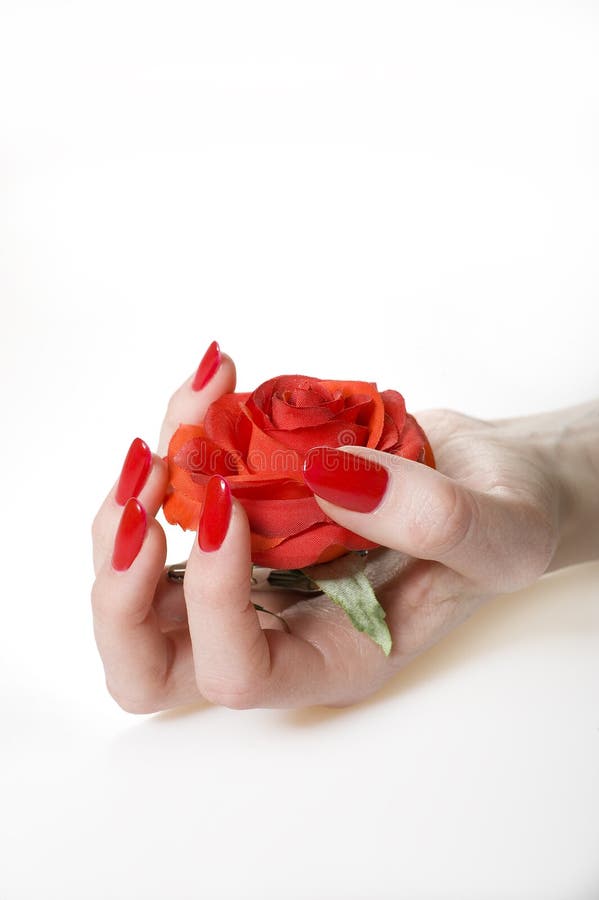 Beautiful Hands with Perfect Red Manicure Stock Photo - Image of body ...