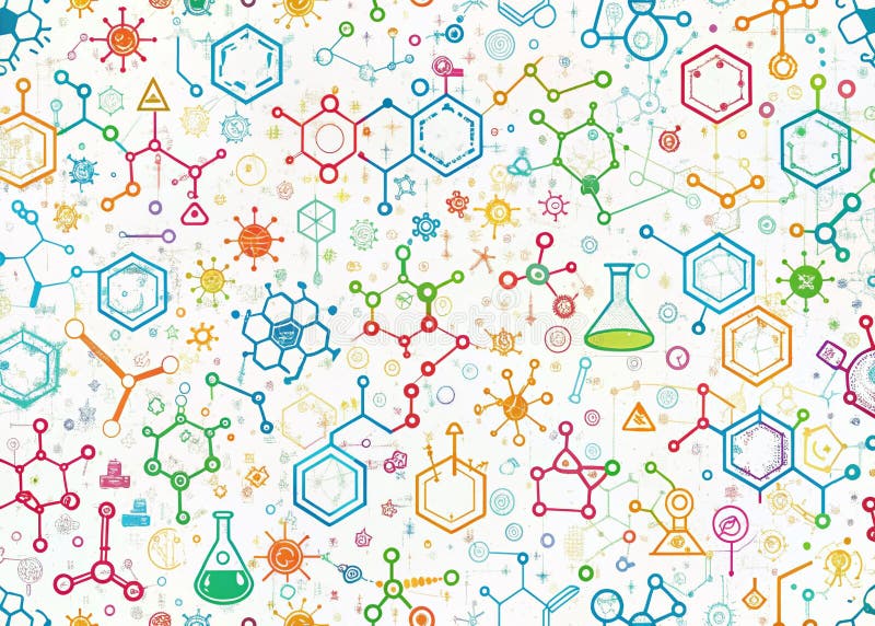 Chemistry. Formulas of Chemical Elements, Molecules, Instruments Stock ...
