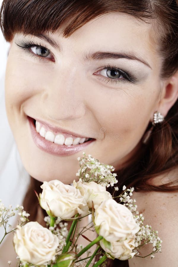 Happy bride stock image. Image of bride, happy, flowers - 10929541